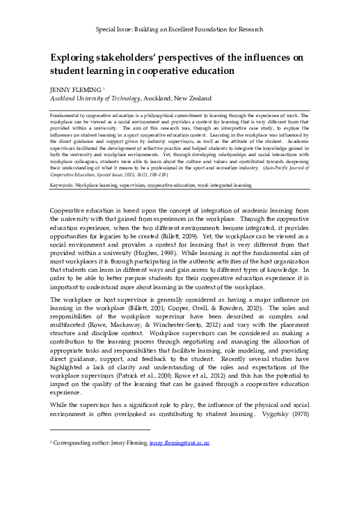 (PDF) Exploring Stakeholders' Perspectives of the Influences on Student ...