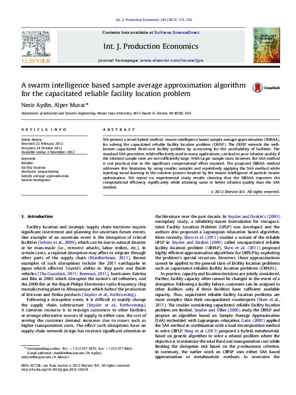 (PDF) A swarm intelligence based sample average approximation algorithm for the capacitated ...