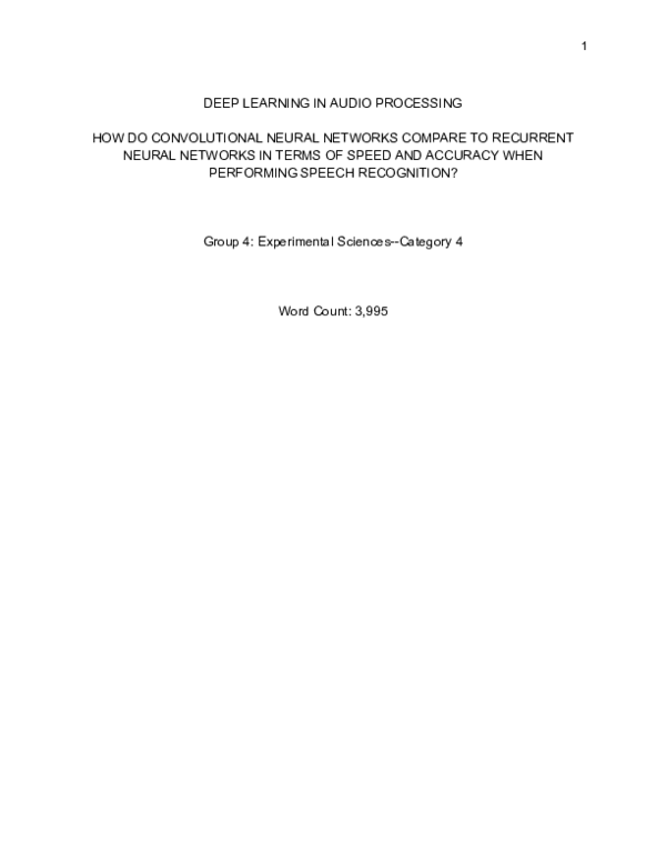 (PDF) Speech Recognition with Deep Learning