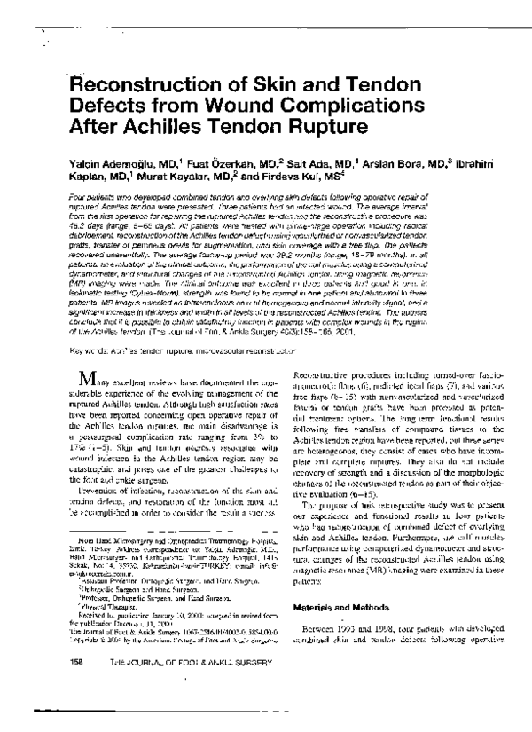 (PDF) Reconstruction of skin and tendon defects from wound ...