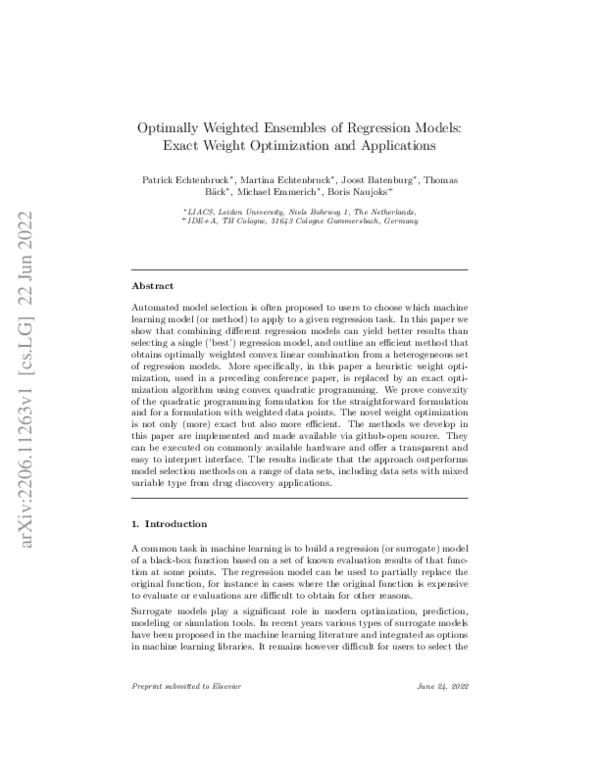 (PDF) Optimally Weighted Ensembles of Regression Models: Exact Weight ...
