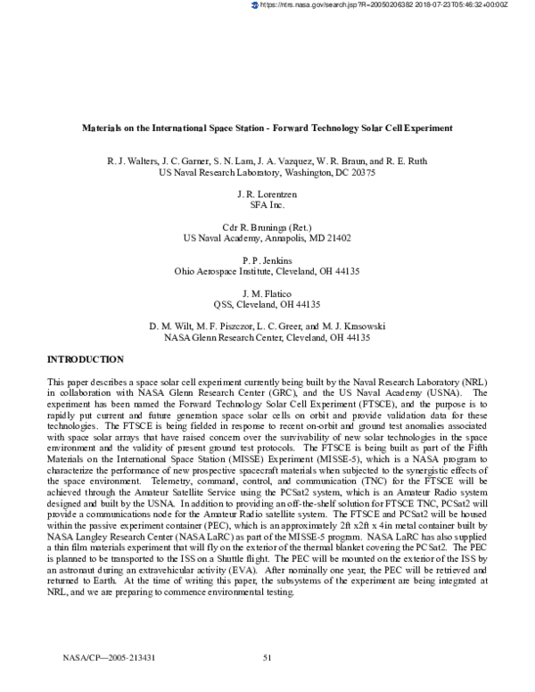 (PDF) Materials on the International Space Station—forward technology ...