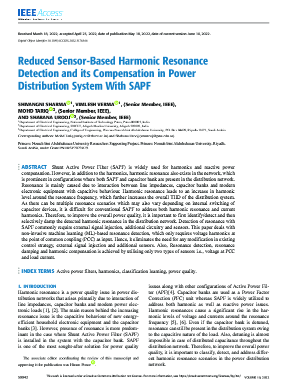 (PDF) Reduced Sensor-Based Harmonic Resonance Detection and its Compensation in Power ...