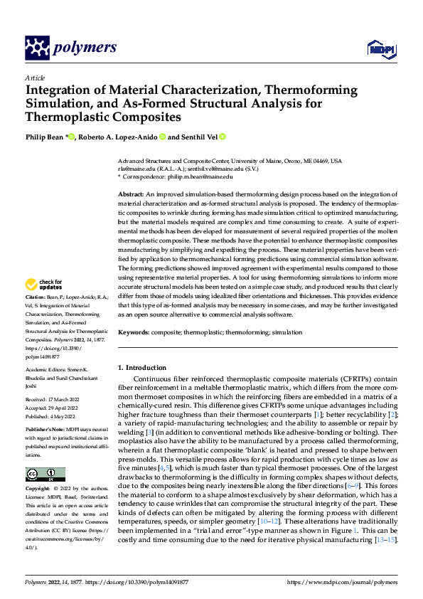 (PDF) Integration of Material Characterization, Thermoforming ...