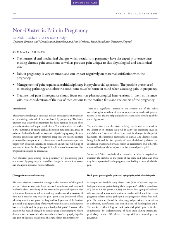(PDF) Managing Non-Obstetric Pain in Pregnancy
