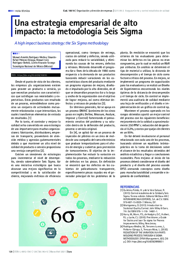 (PDF) A High Impact Business Strategy: The Six Sigma Methodology