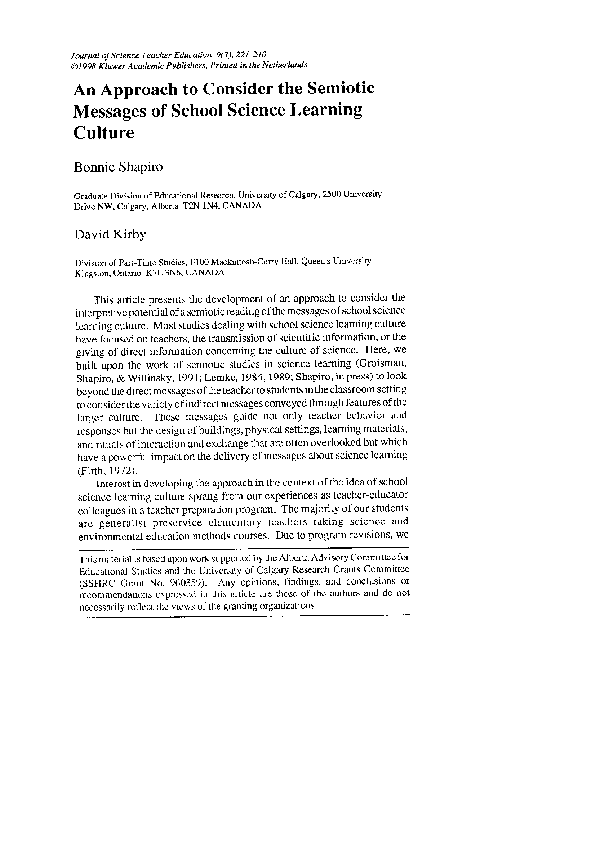 (PDF) An Approach to Consider the Semiotic Messages of School Science ...