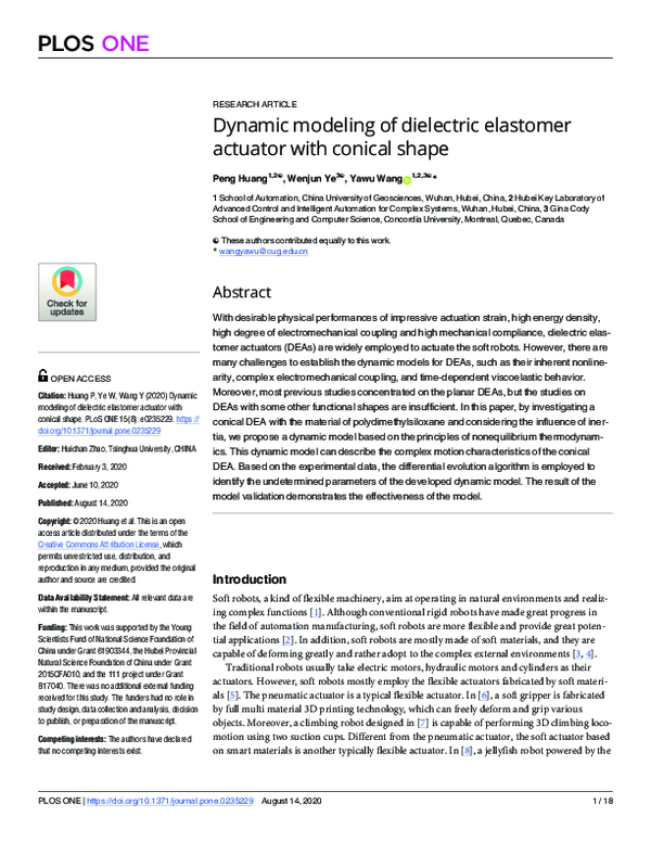 (PDF) Dynamic modeling of dielectric elastomer actuators with sandwich structure