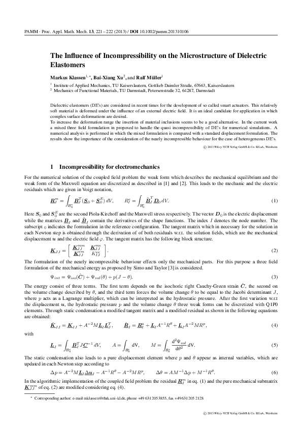 Pdf The Influence Of Incompressibility On The Microstructure Of