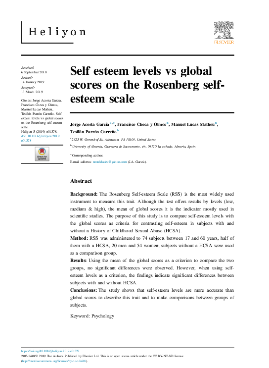 (PDF) Self esteem levels vs global scores on the Rosenberg self-esteem ...