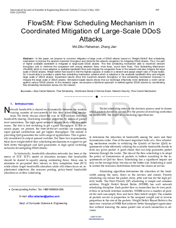 (PDF) FlowSM: Flow Scheduling Mechanism in Coordinated Mitigation of ...
