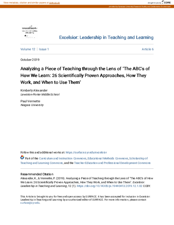 (PDF) Analyzing a Piece of Teaching Through the Lens of The ABCs of How ...