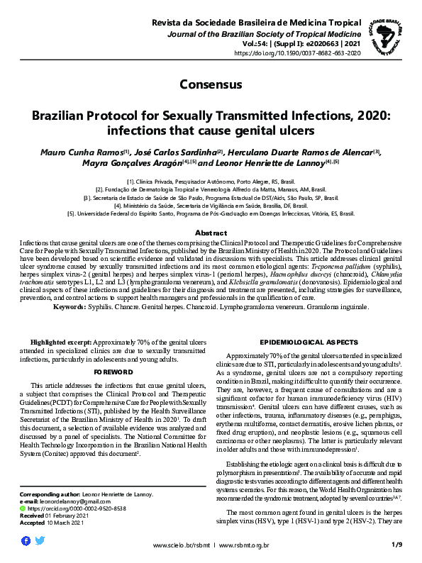 (PDF) Brazilian Protocol for Sexually Transmitted Infections, 2020: infections that cause ...
