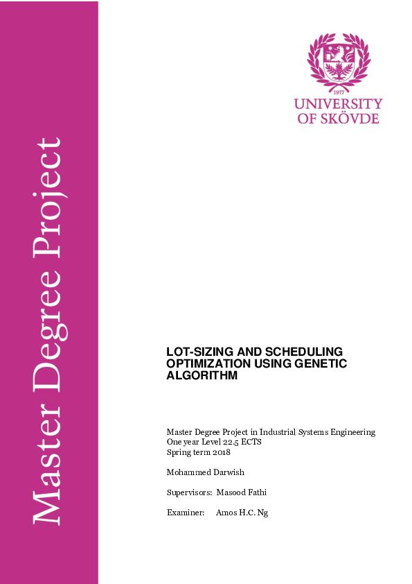 (PDF) Genetic Algorithm for Lot-Sizing and Scheduling Optimization