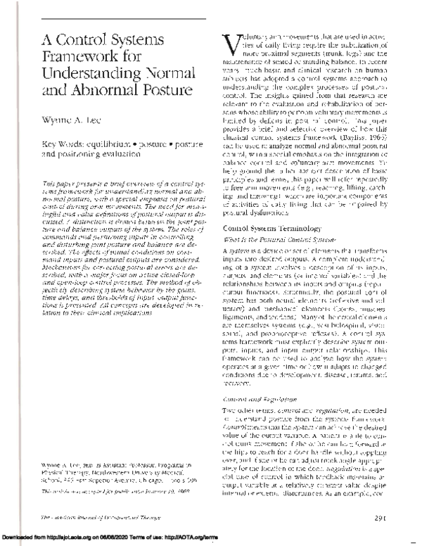 (PDF) A Control Systems Framework for Understanding Normal and Abnormal ...