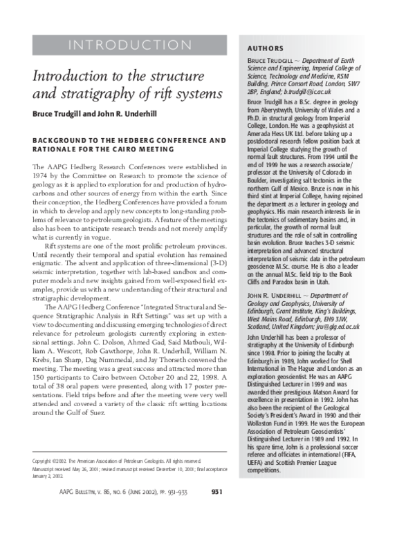 (PDF) Introduction to the structure and stratigraphy of rift systems
