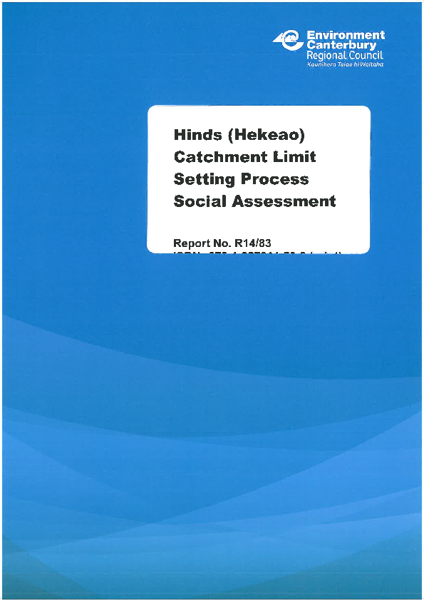 (PDF) Hinds (Hekeao) Catchment Limit Setting Process Social Assessment | Wayne McClintock ...