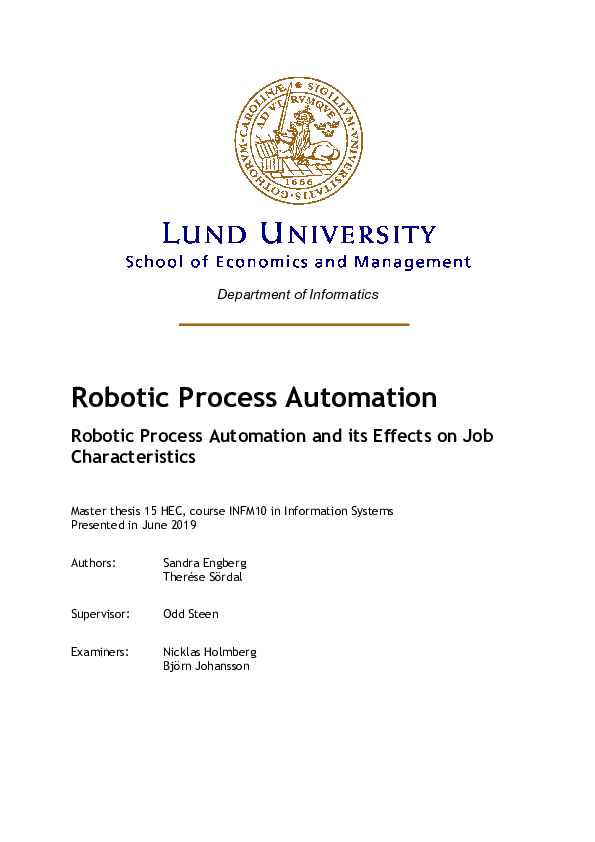 (PDF) Robotic Process Automation - Robotic Process Automation and its ...