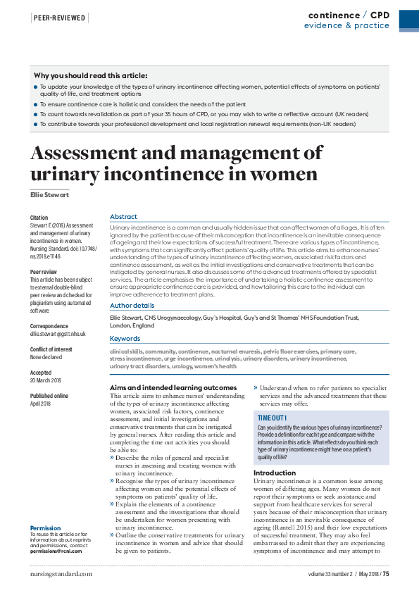 (PDF) Assessment and management of urinary incontinence among homebound ...
