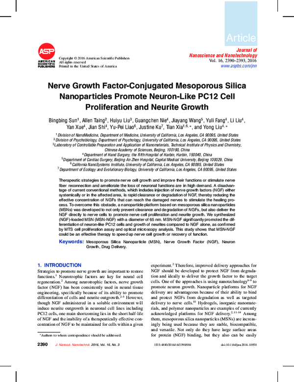 (PDF) Nerve Growth Factor-Conjugated Mesoporous Silica Nanoparticles ...