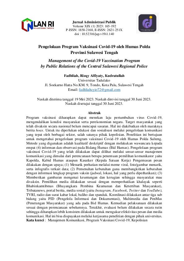 (PDF) Manajemen Komunikasi Program Vaksinasi Covid 19 sebagai Wujud ...