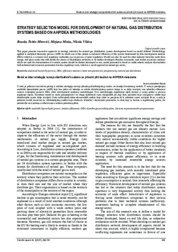(PDF) Strategy selection model for development of natural gas distribution systems based on AHP ...