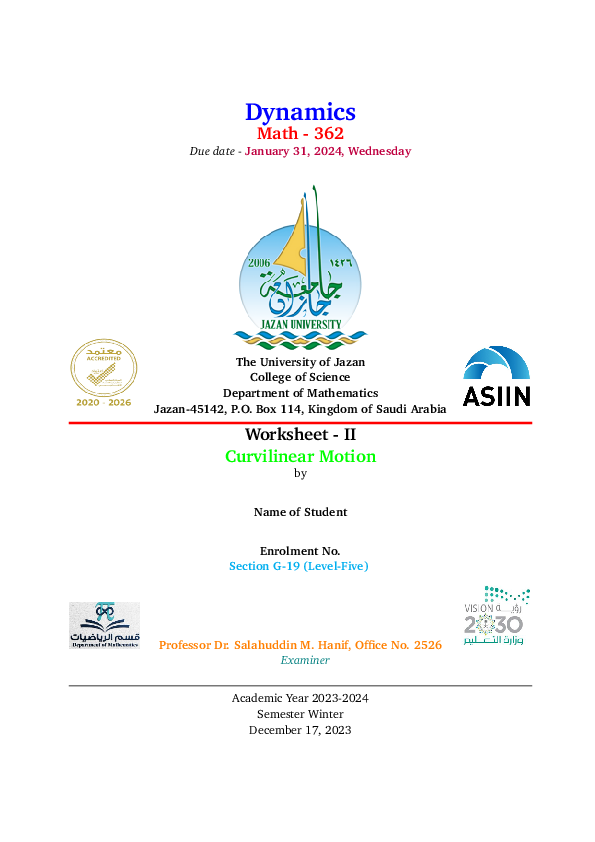 (PDF) Worksheet II 362 Dynamics