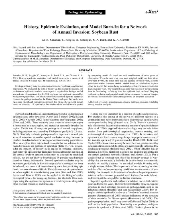 (PDF) History, Epidemic Evolution, and Model Burn-In for a Network of ...