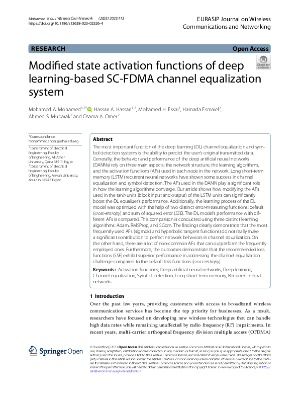 (PDF) Modified state activation functions of deep learning based SC FDMA channel equalization system
