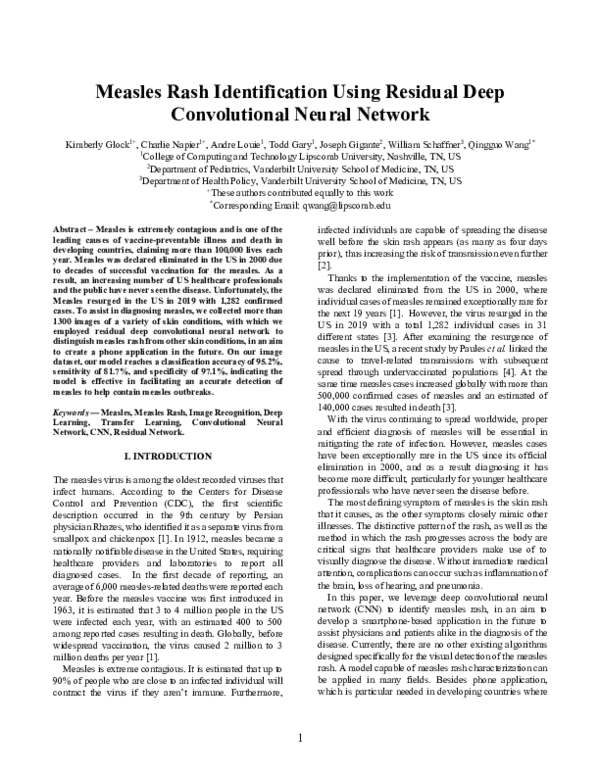 (PDF) Measles Rash Image Detection Using Deep Convolutional Neural Network