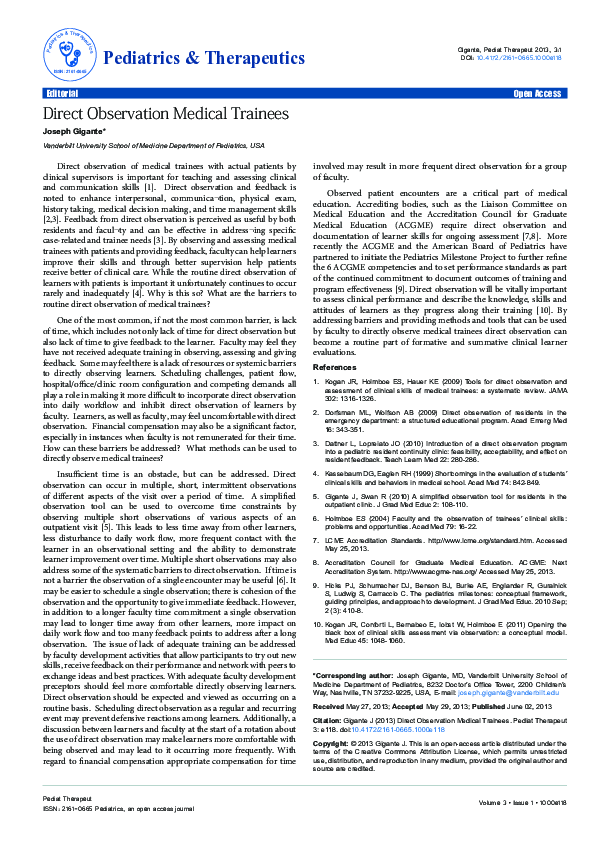 (PDF) Direct Observation Medical Trainees