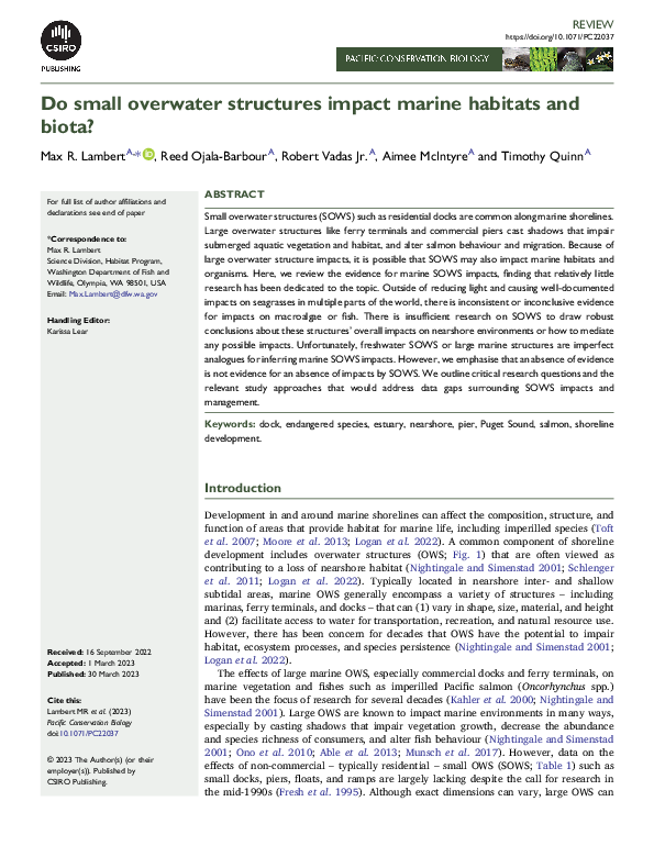 (PDF) Lambert, M., R. Ojala-Barbour, R. Vadas, Jr., A. McIntyre, and T ...