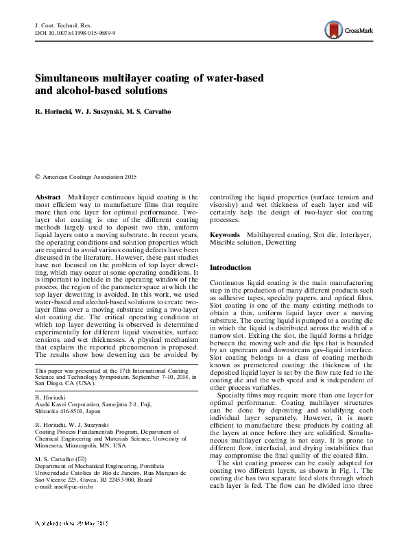 (PDF) Simultaneous multilayer coating of water-based and alcohol-based ...