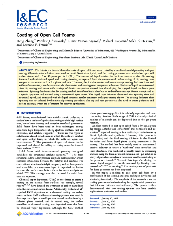 (PDF) Coating of Open Cell Foams