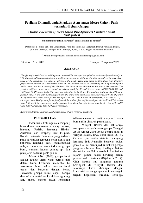 (PDF) Analisis Perilaku Struktur Gedung Bertingkat Dengan Analisis Dinamik Respon Spektrum ...