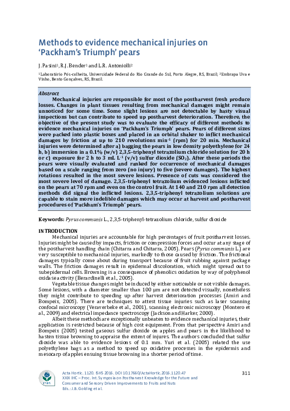 (PDF) Methods to evidence mechanical injuries on ‘Packham’s Triumph’ pears