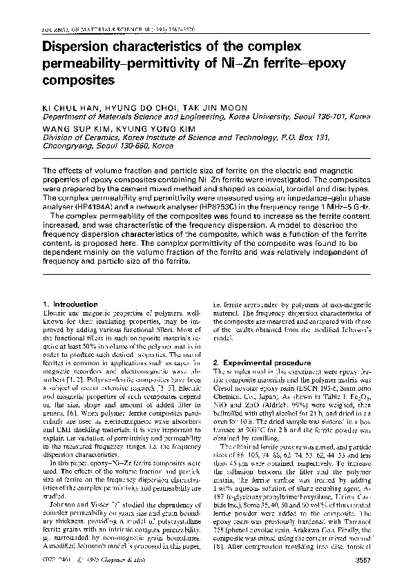 (PDF) Dispersion characteristics of the complex permeability ...