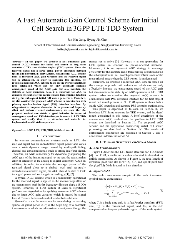 (PDF) A Fast Automatic Gain Control Scheme for 3GPP LTE TDD System
