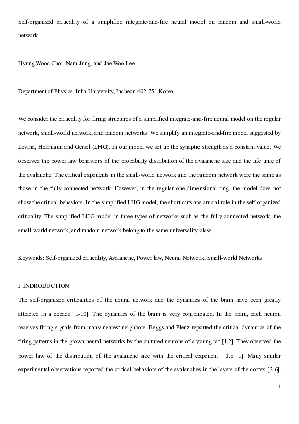 (PDF) Self-organized criticality of a simplified integrate-and-fire ...