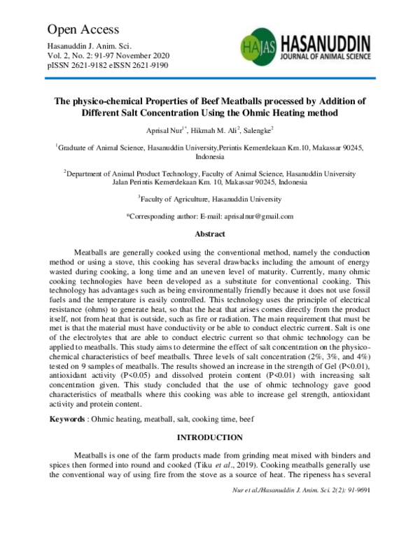 (PDF) The physico-chemical Properties of Beef Meatballs processed by ...