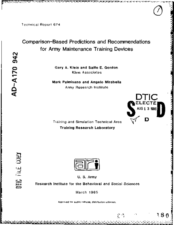 (PDF) Comparison-Based Predictions and Recommendations for Army ...