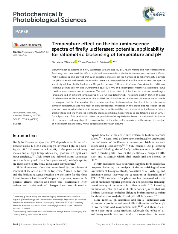 (PDF) Temperature effect on the bioluminescence spectra of firefly ...
