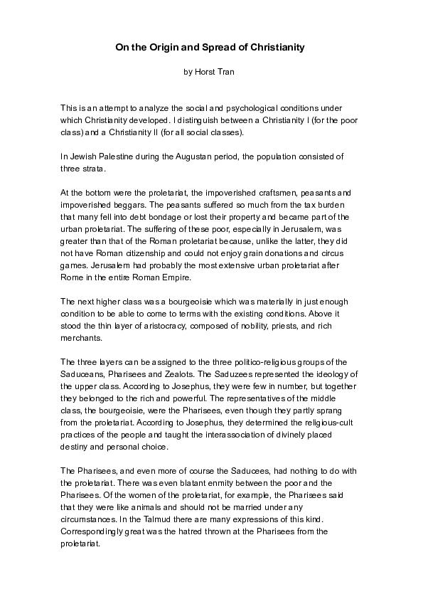 (PDF) Analyzing the Social and Psychological Roots of Christianity