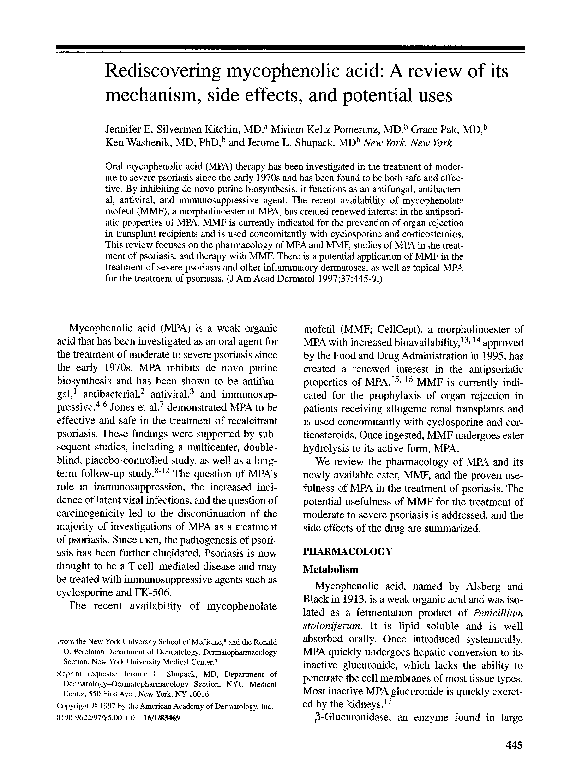 (PDF) Rediscovering mycophenolic acid: A review of its mechanism, side ...