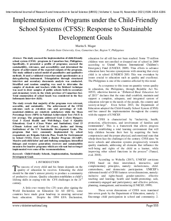 (PDF) Implementation of Programs under the Child-Friendly School ...
