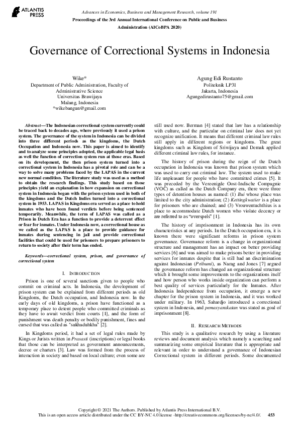 (PDF) Governance of Correctional Systems in Indonesia