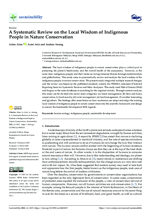 (PDF) A Systematic Review on the Local Wisdom of Indigenous People in ...