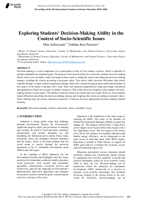 (PDF) Exploring Students’ Decision-Making Ability in the Context of ...