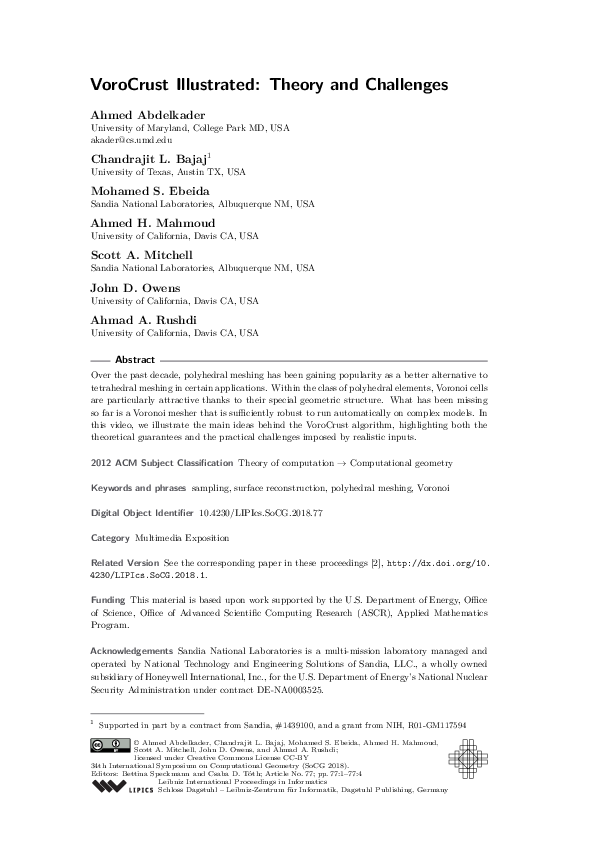 (PDF) VoroCrust Illustrated: Theory and Challenges (Multimedia Exposition)