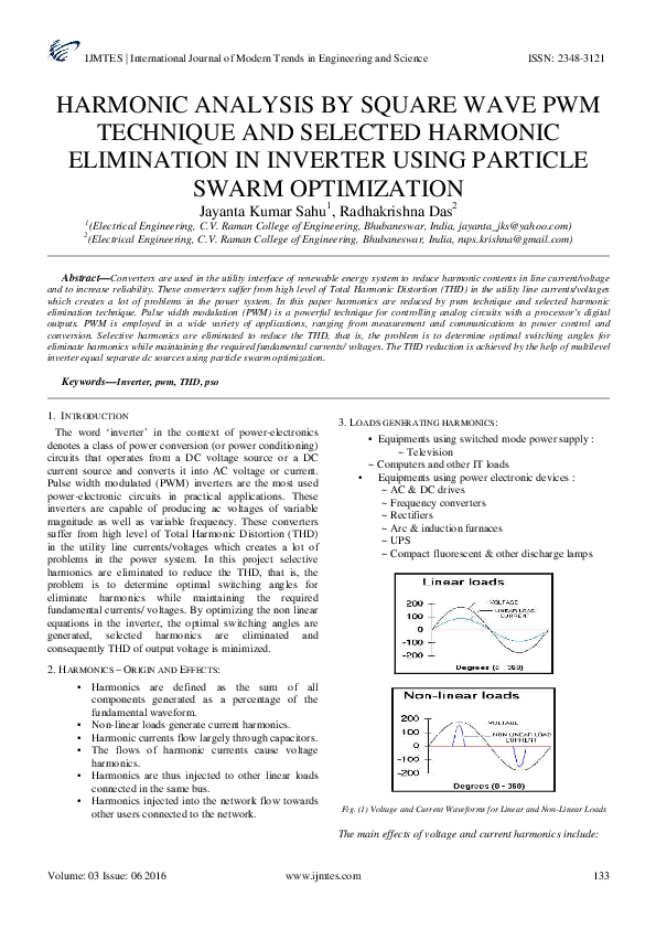 (PDF) Harmonic Analysis by Square Wave PWM Technique and Selected Harmonic Elimination in ...